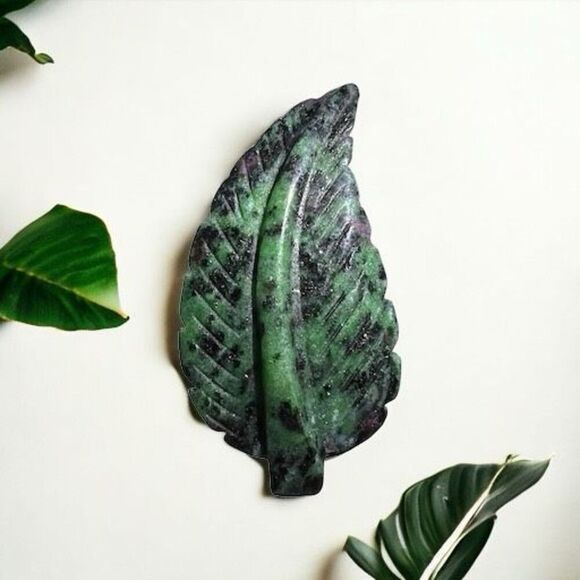 No Brand | Other | Ruby Zoisitecrystal Leaf Carving | Poshmark
